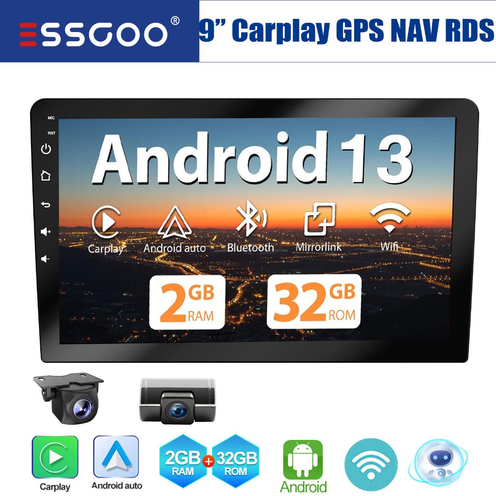 Jual ESSGOO Head Unit 7/9/10 inci Android 13 4+64GB Double Din IPS Screen GPS Wifi Bluetooth ...