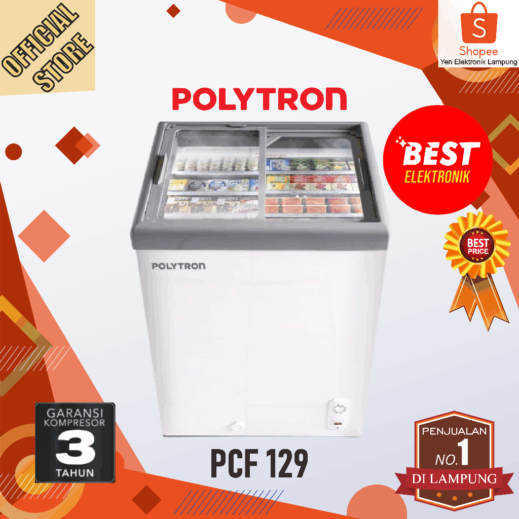 Jual Chest Freezer POLYTRON PCF 129 Sliding Glass 100 liter Freezer ...