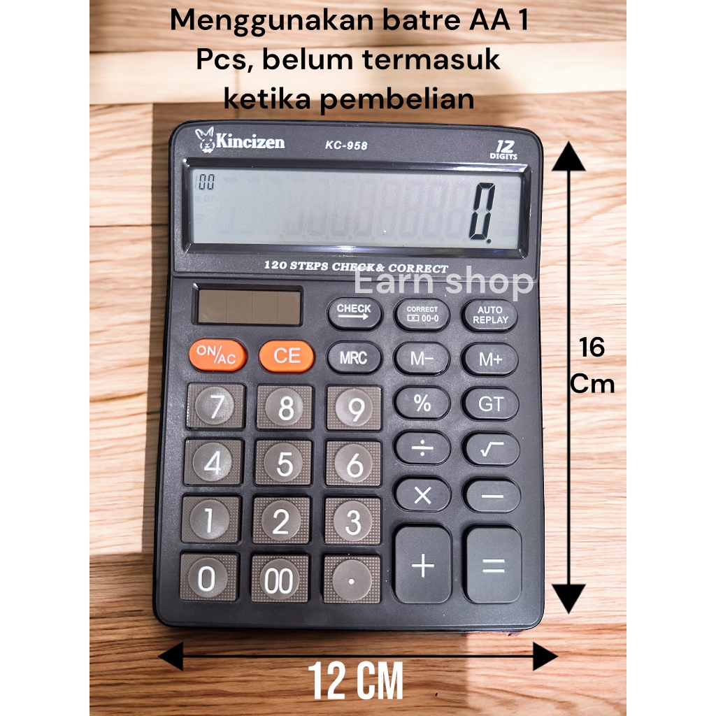Jual KINCIZEN KALKULATOR DAGANG CT 958 CT-958 KALKULATOR 12 DIGIT ...