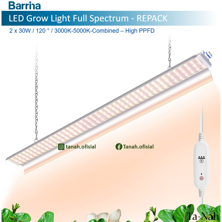 Jual Barrina T5 Batten 30W 60cm 3-Changeable Colour 120° LED Grow Light ...