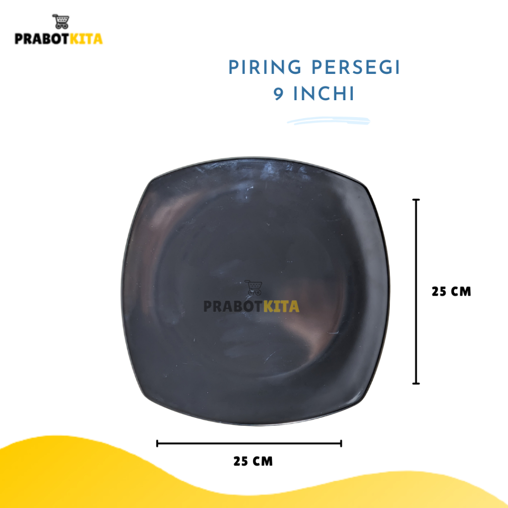 Jual Piring Persegi Hitam 9 Inch / Piring Melamin Kotak Hitam / Piring ...