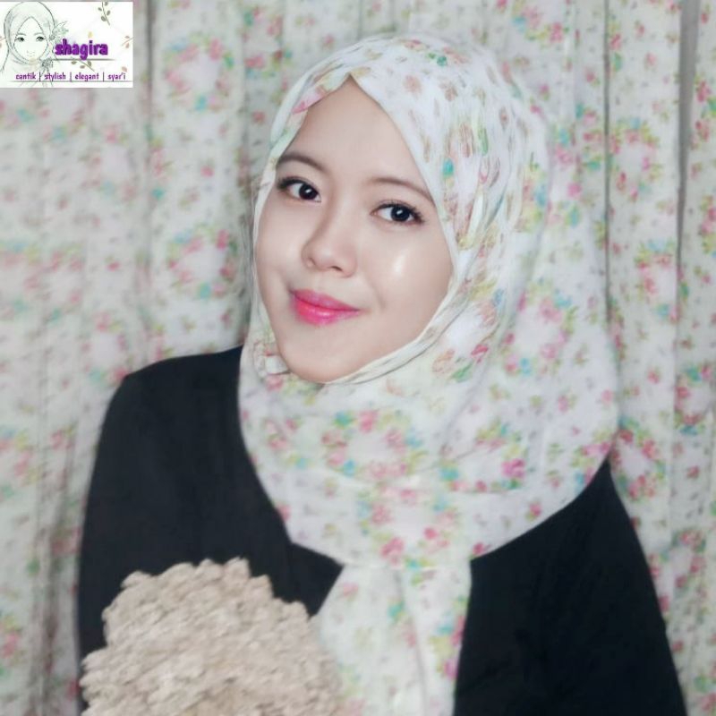 Jual pashmina motif bunga scraf printing premium free pouch by shagira berkualitas bagus ...