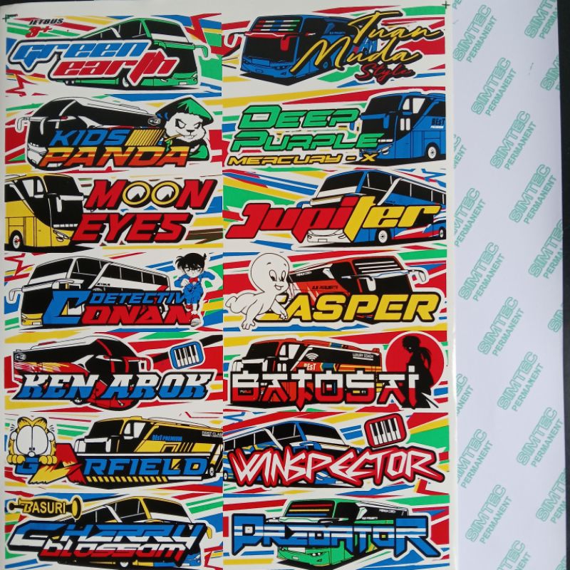 Jual stiker bus 1 Lembar 42x25 cm isi 18 pcs |permanent | Shopee Indonesia