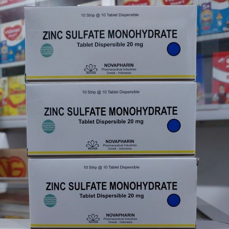 Jual ZINC SULFATE MONOHYDRATE PERBOX NOVAPHARIN | Shopee Indonesia