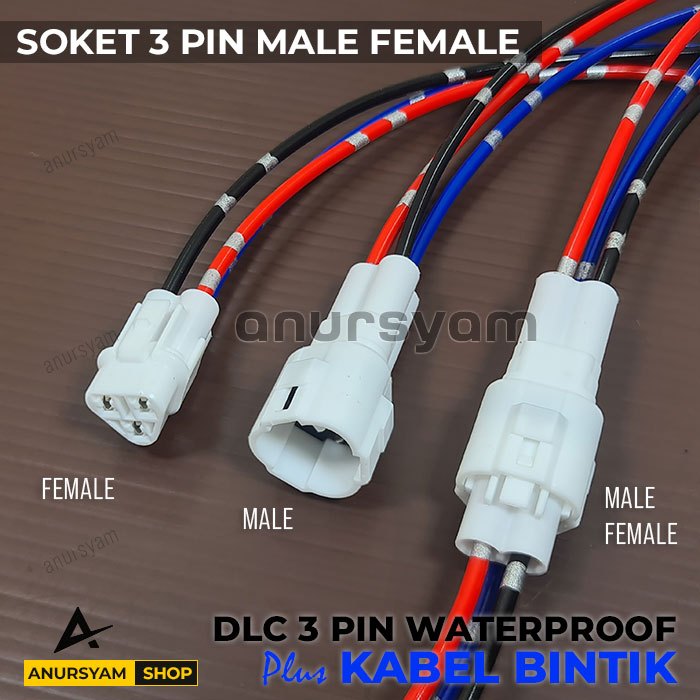 Jual Soket Kabel DLC YAMAHA 3 Pin Socket Kabel Waterproof NMAX MIO J ...