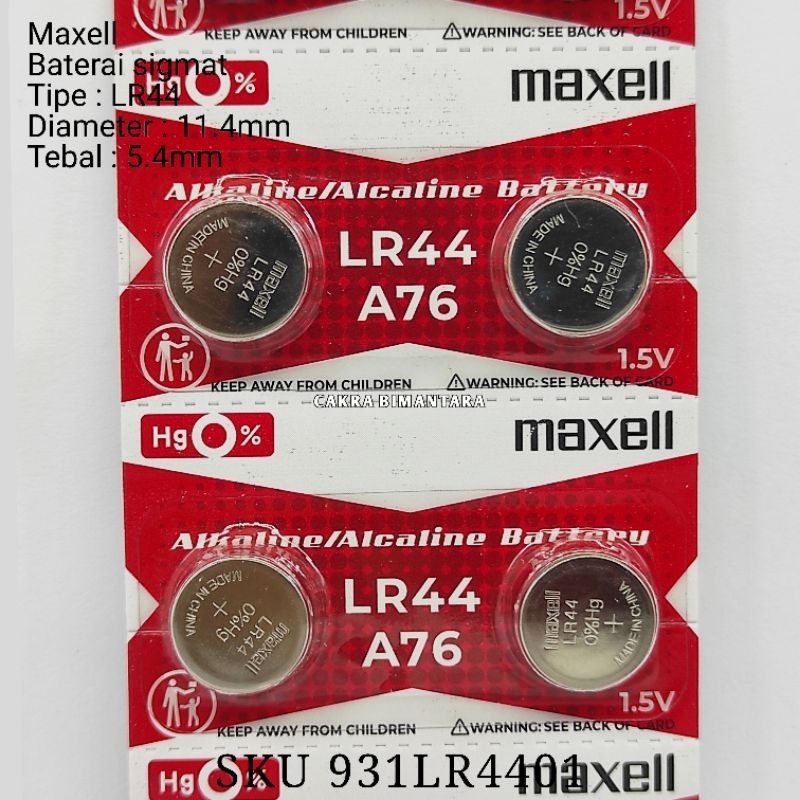 Jual Maxell LR44 baterai sigmat digital caliper digimatic battery original seperti SR44 | Shopee ...