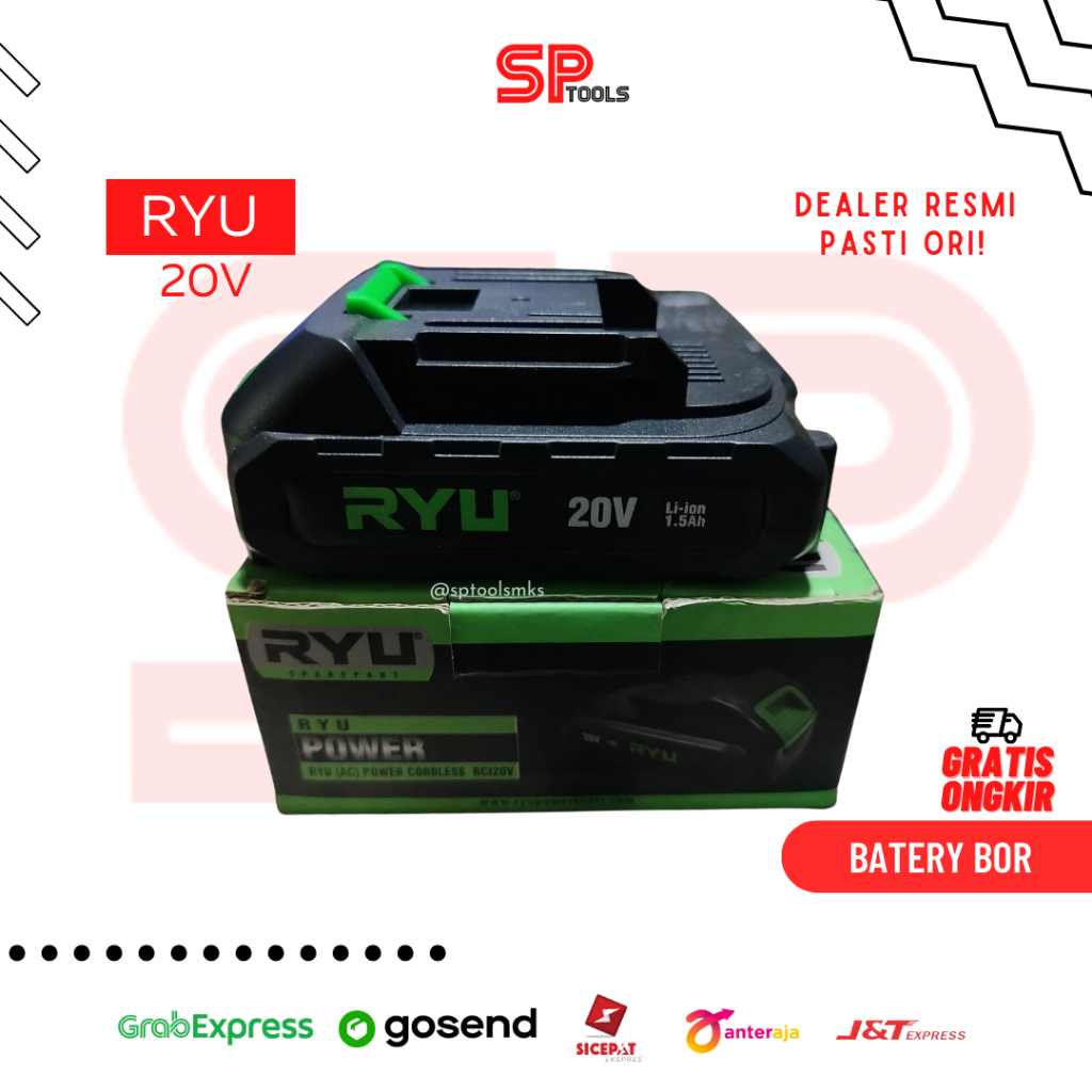 Jual BATTERY BATERAI BOR CORDLESS 20V 20 VOLT 1.5 AMPERE RYU RCI20V RCS ...
