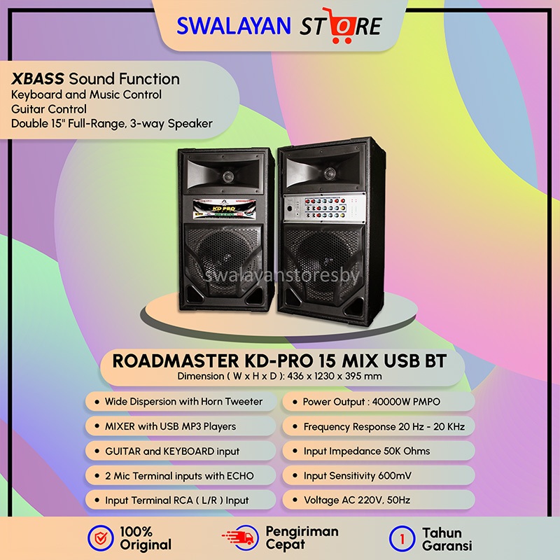 Jual KHUSUS INSTAN!!!! SPEAKER ROADMASTER KD PRO 15 MIX USB BLUETOOTH ...