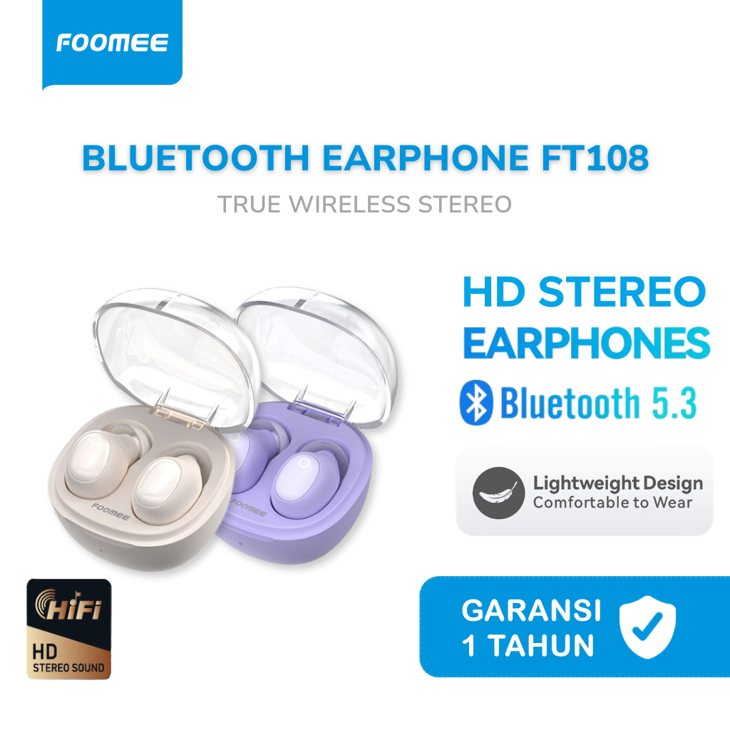 Jual Foomee FT108 Earphone Bluetooth 5.3 TWS True Wireless Stereo HD ...