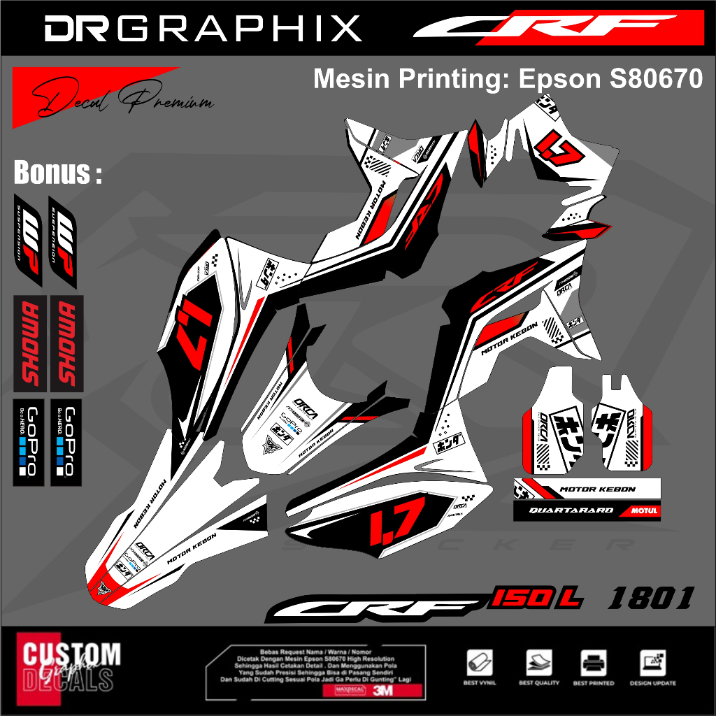 Jual Stiker Decal crf Full Body Stiker Skotlet Montor crf 150l Full ...