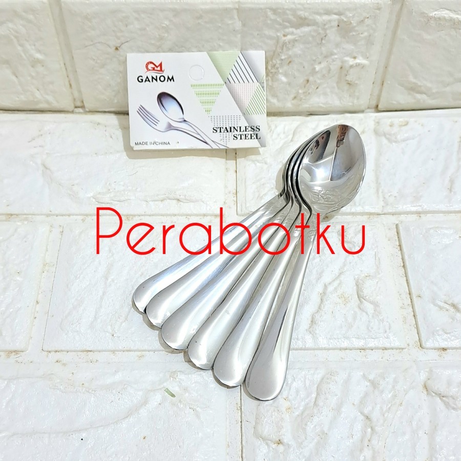 Jual Sendok Teh Stenlis Tebal Set 6 Pcs GANOM / Sendok Hotel Stainless ...