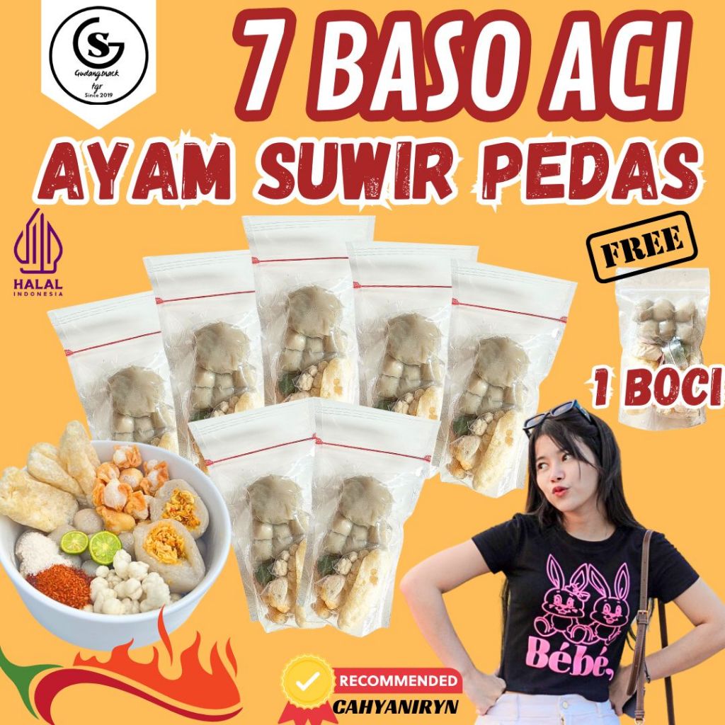 Jual [CAHYANIRYN EXCLUSIVE] PAKET 7 BUNGKUS BASO ACI AYAM SUWIR PEDAS ...