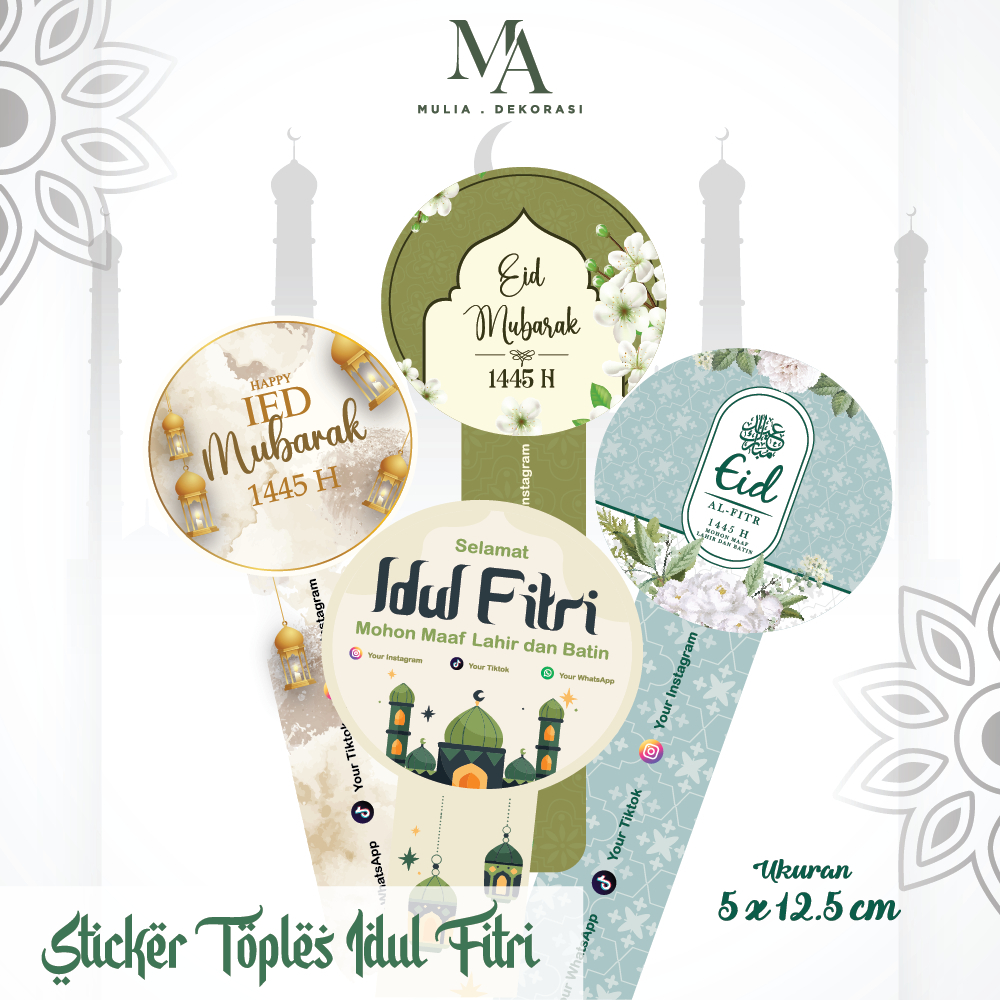 Jual Sticker Toples Kue Kering Lebaran Custom Edisi Idul Fitri Label ...