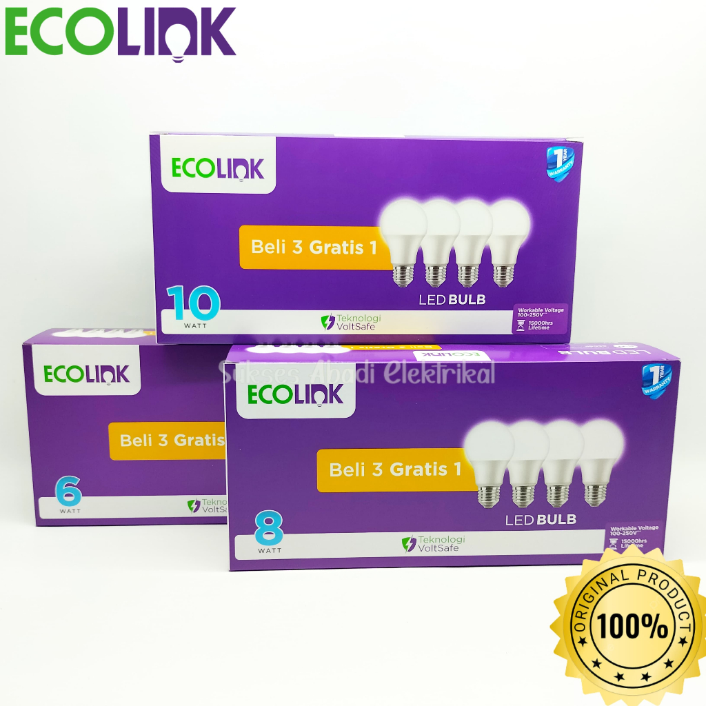 Jual Lampu Bohlam Multipack LED Bulb Ecolink Paket isi 4 E27 | Shopee Indonesia