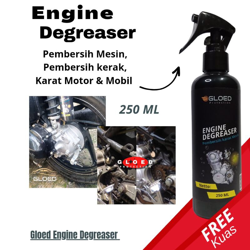 Jual GLOED ENGINE DEGREASER 250 ML Penghilang Pembersih Karat Kerak Mesin Mobil Motor | Shopee ...