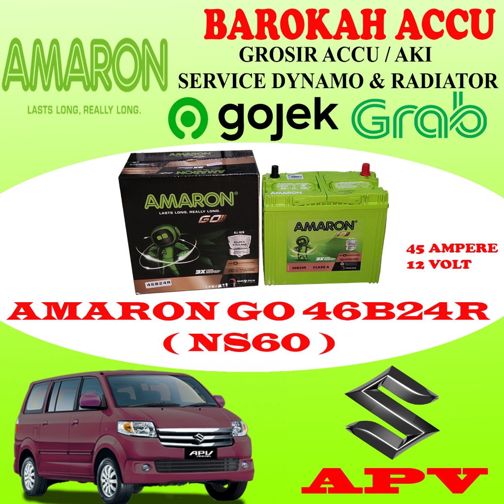 Jual AKI MOBIL SUZUKI APV AMARON GO 46B24R / NS60 , 45 AH | Shopee Indonesia