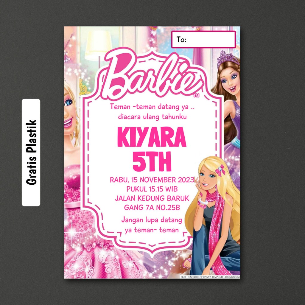 Jual Barbie Birthday Invitation / Cetak undangan ulang tahun anak ...