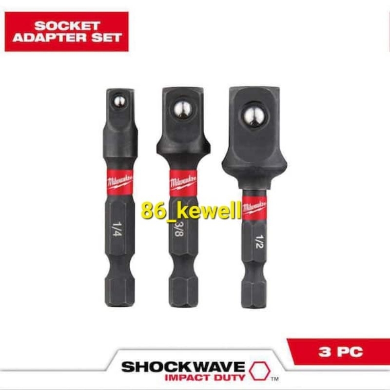 Jual MILWAUKEE impact socket adapter hex 1/4" to 1/2" 3/8" 1/4" (harga ...