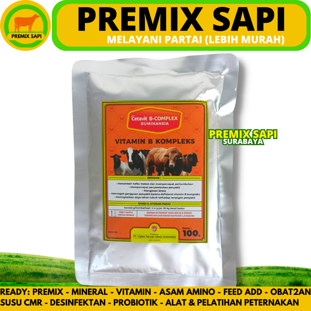 Jual CETAVIT B KOMPLEKS RUMINANSIA 100 GRAM - Vitamin B Complex Napsu ...