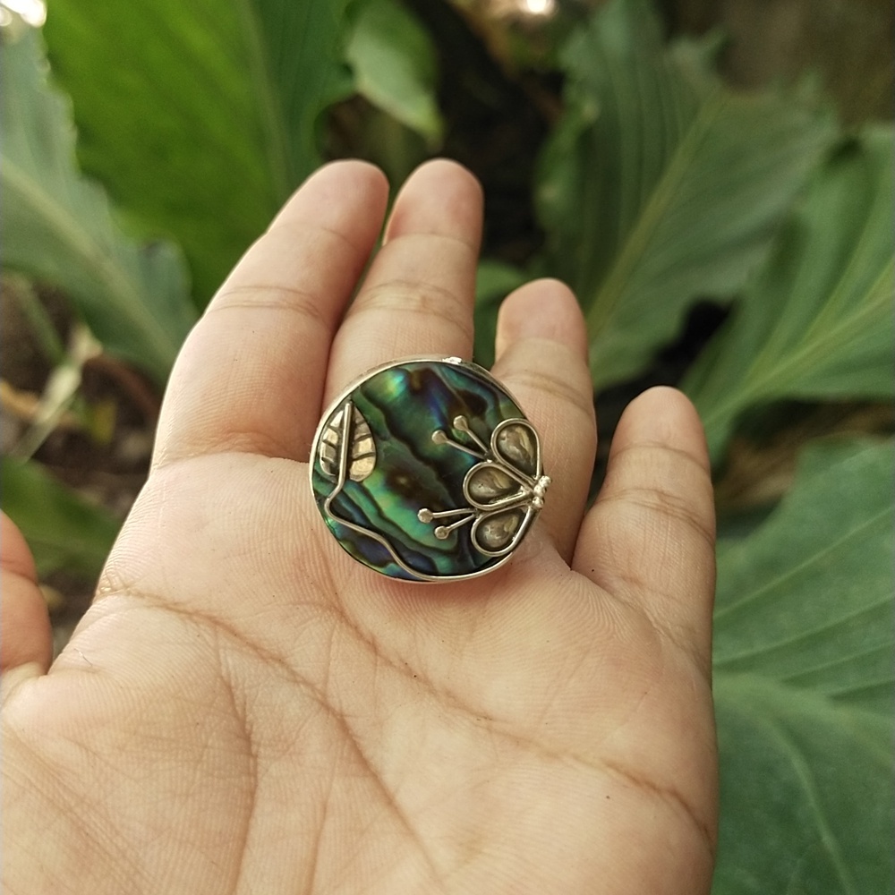 Jual Cincin Ring Perak Silver Bali Asli 925 Bulat Kerang Power Paua ...