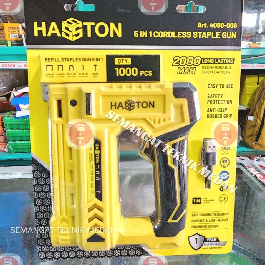 Jual CORDLESS NAILER HEKTER STAPLE GUN STAPLES PAKU 5 IN 1 HASSTON 4090-006 | Shopee Indonesia