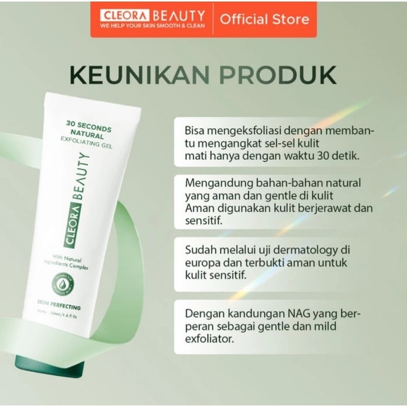 Jual CLEORA BEAUTY 30 SECONDS NATURAL EXFOLIATING GEL 50ML | Shopee ...