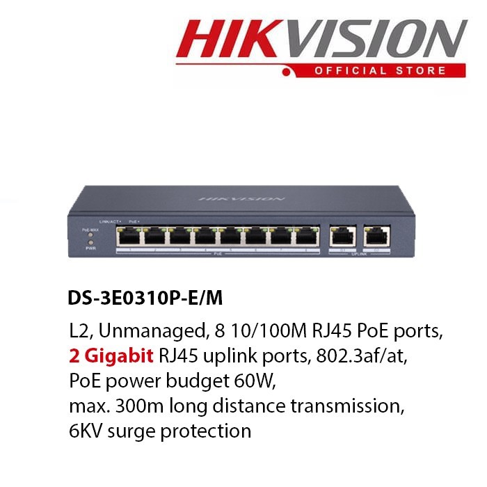 Jual POE SWITCH HIKVISION 8 PORT DS-3E0310P-E/M UNMANAGED POE SWITCH ...