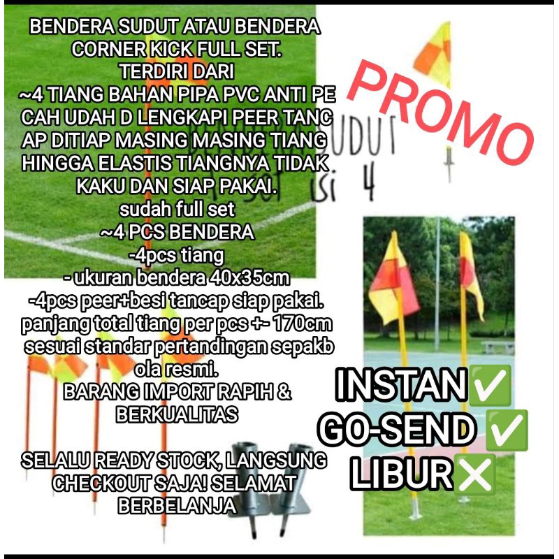 Jual bendera sudut tiang corner kick sepak bola 1 set isi 4 pcs ...