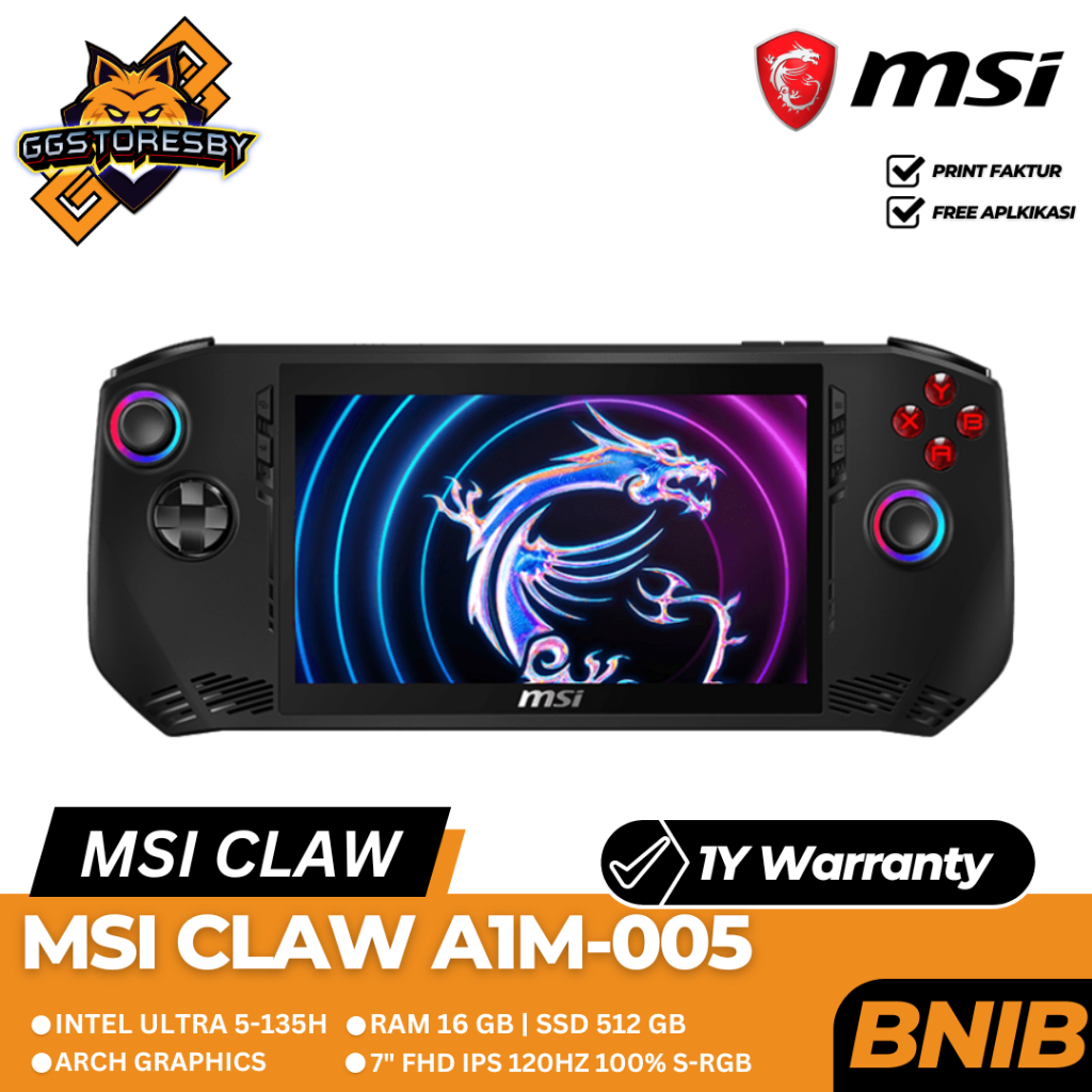 Jual Msi Claw A1M-005 | Ultra 5-135H 16/512 Intel Arc 7" Fhd 120Hz Ips | Shopee Indonesia