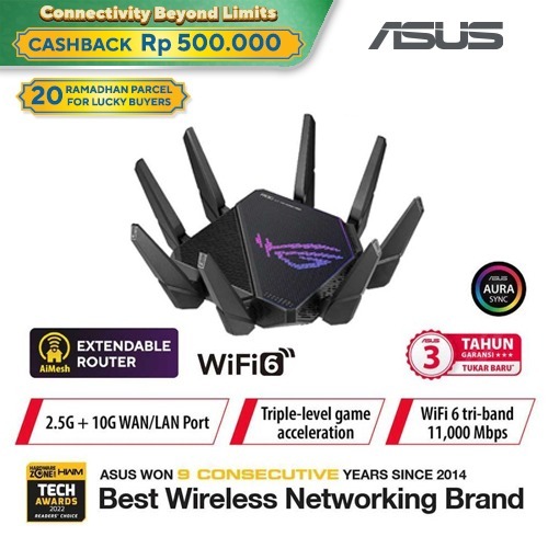 Jual ASUS ROG Rapture GT-AX11000 Pro Tri-Band WiFi 6 gaming router ...