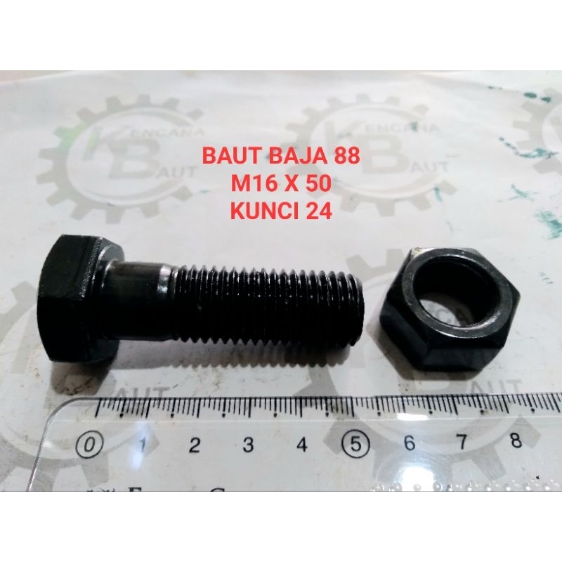 Jual BAUT MUR BAJA 88 M16 X 50 HITAM KUNCI 24 PANJANG 5 CM) | Shopee Indonesia