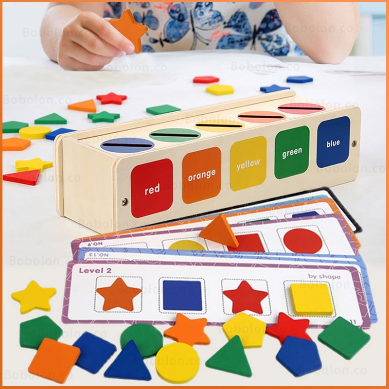 Jual Children Learning Color Shape Matching Wooden Sorting Box | Shopee ...