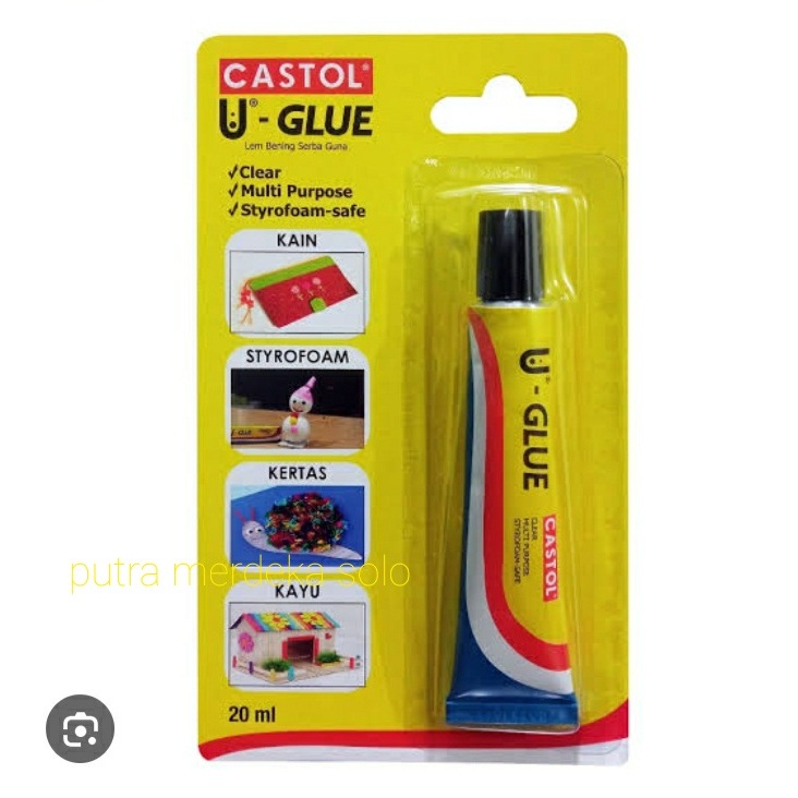 Jual Lem Castol U-Glue Tube 20 ML Untuk Kain Kayu Styrofoam Kertas ...