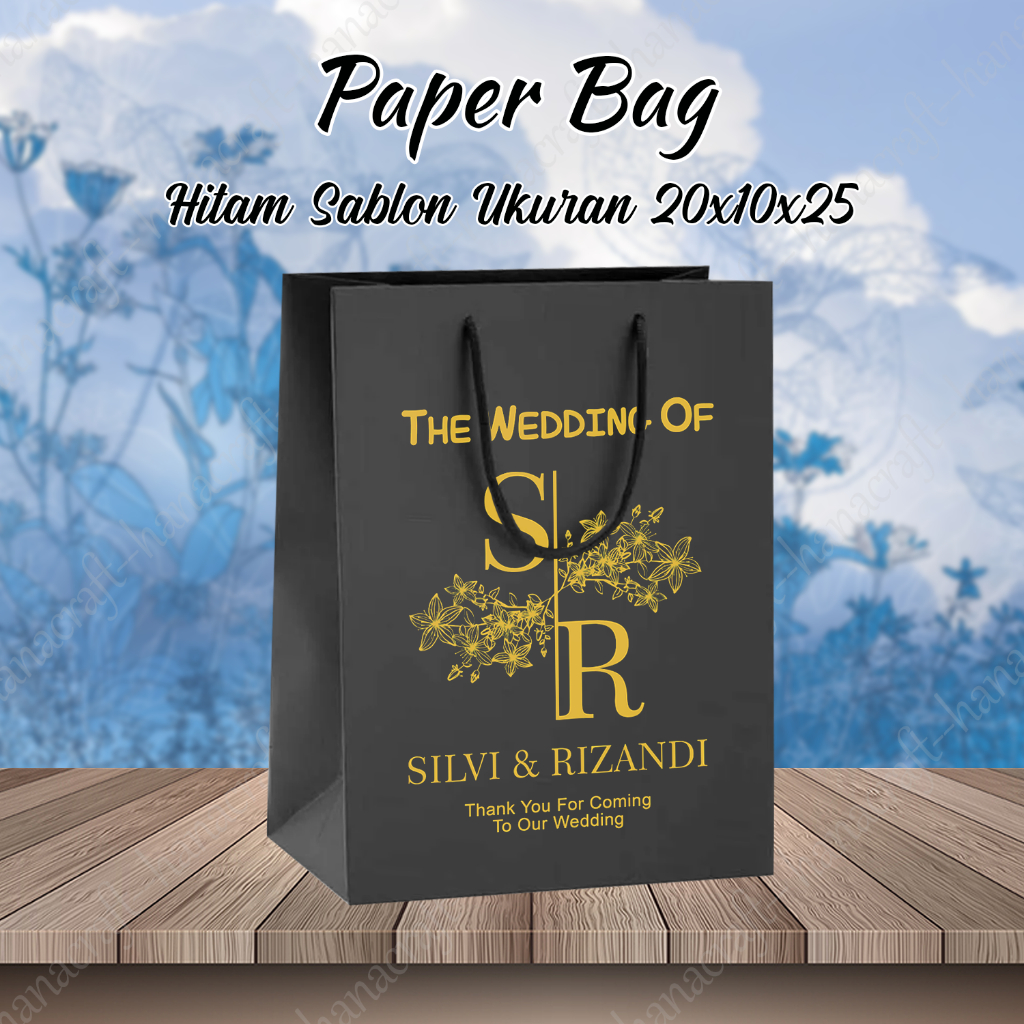 Jual Paper Bag Hitam Souvenir Pernikahan Free Sablon Murah |Tas asul ...