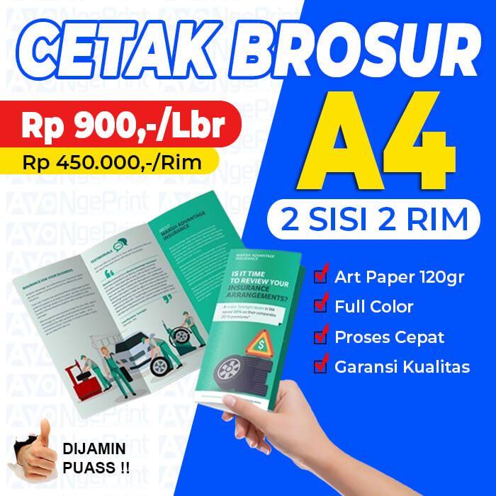 Jual PROMO !! Jasa Cetak Brosur A4 (2 Sisi ) 2 rim / 1.000 lbr | Art Paper 120 gr Lipat 3 Custom ...