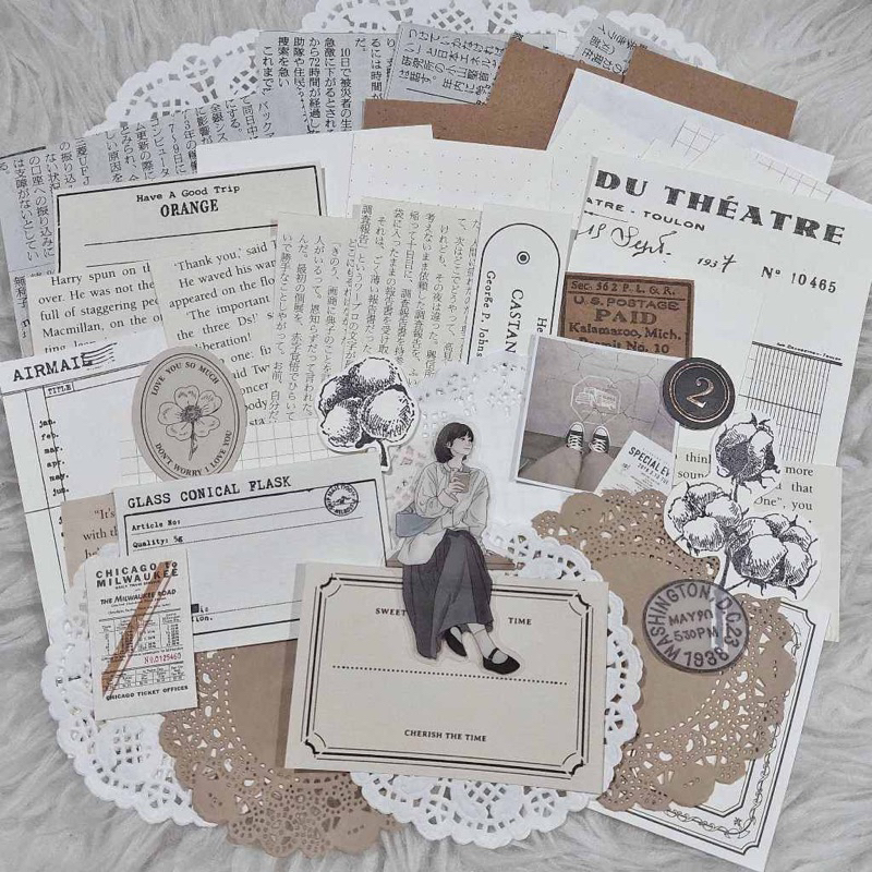 Jual [B422] 65pcs+ Junk Journal Kit Scrap Paper Kertas Jurnal Scrapbook ...