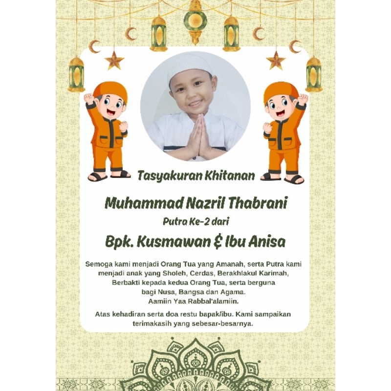 Jual Stiker Khitanan Anak (Request foto) - Stiker Tasyakuran Khitanan ...