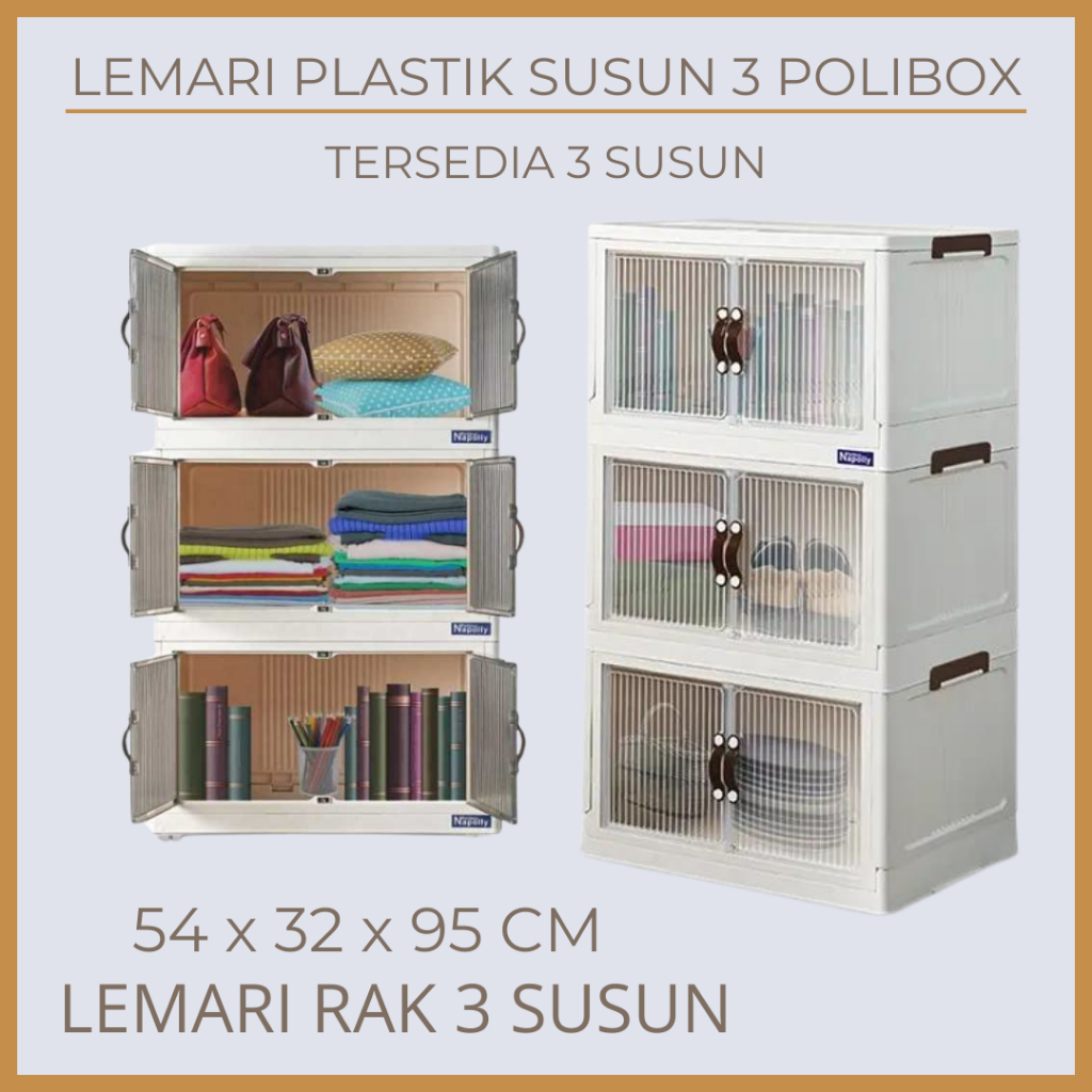 Jual LEMARI PLASTIK SUSUN 3 POLIBOX TUMPUK SERBAGUNA MURAH KUAT ...