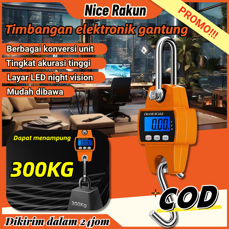 Jual MINI Timbangan Gantung Elektronik 300 KG Besi Digital LED Orange LCD Electronic Hanging ...