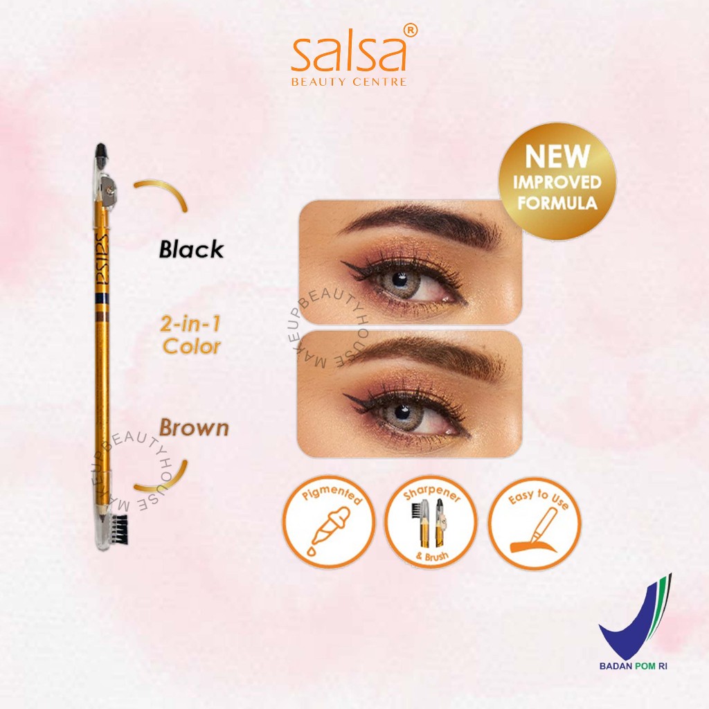 Jual SALSA Eyebrow Pencil - 4in1 Black & Brown Pensil Alis Tahan Lama ...