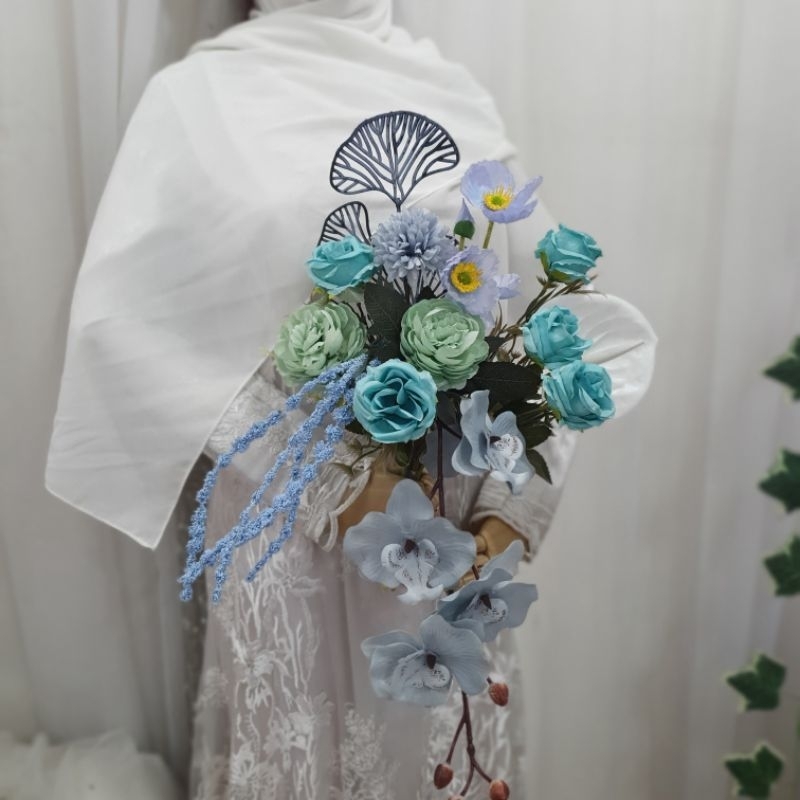 Jual hand bouquet wedding hand buket pernikahan juntai amaranthus ...