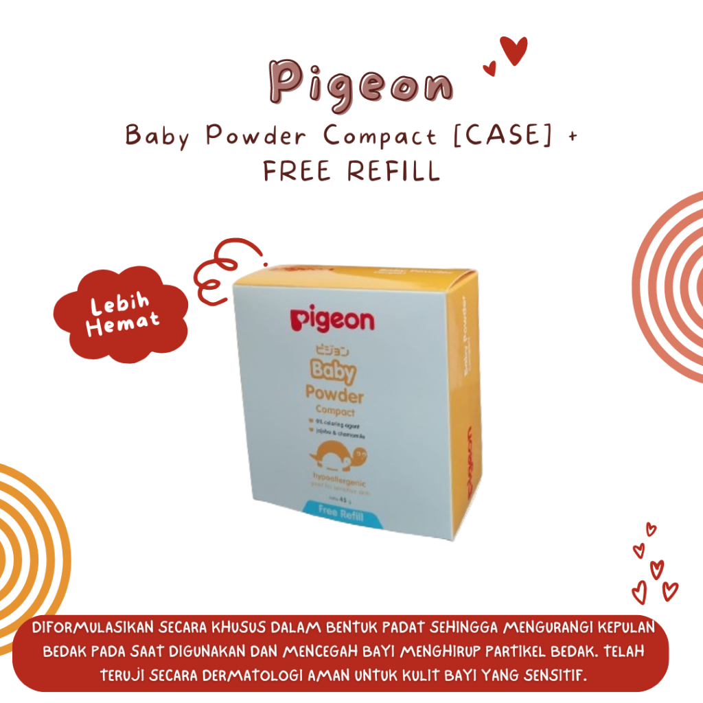Jual PIGEON Baby Powder Compact 45gr Bayi FREE Refill dengan ekstrak ...