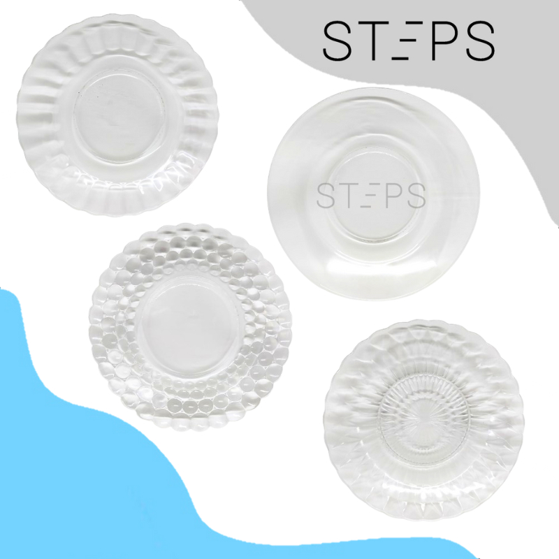 Jual Piring Makan Kaca / Piring Bening Motif Tebal Diameter 22cm ...