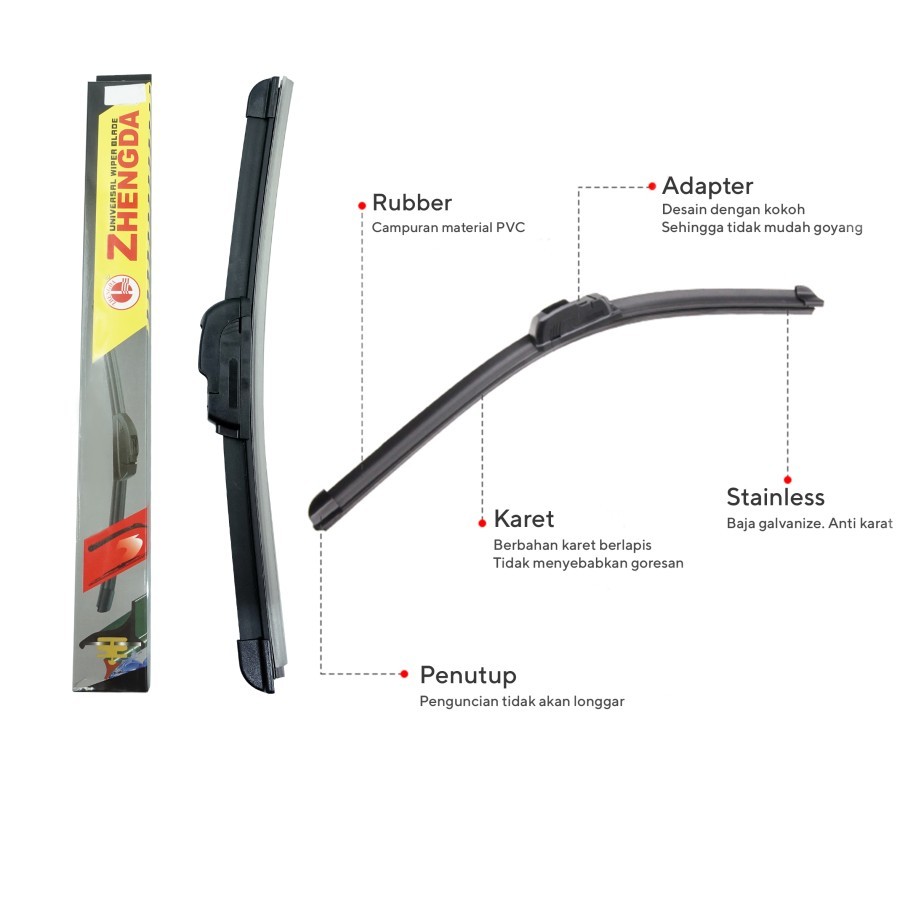Jual Wiper Mobil Wiper Frameless Blade Universal 12 Inch - 26 Inch ...