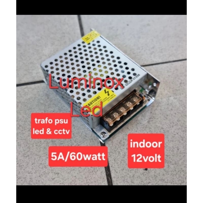 Jual switching power supply led cctv 12volt 5a 60watt trafo led 5amper 12v 60w indoor | Shopee ...