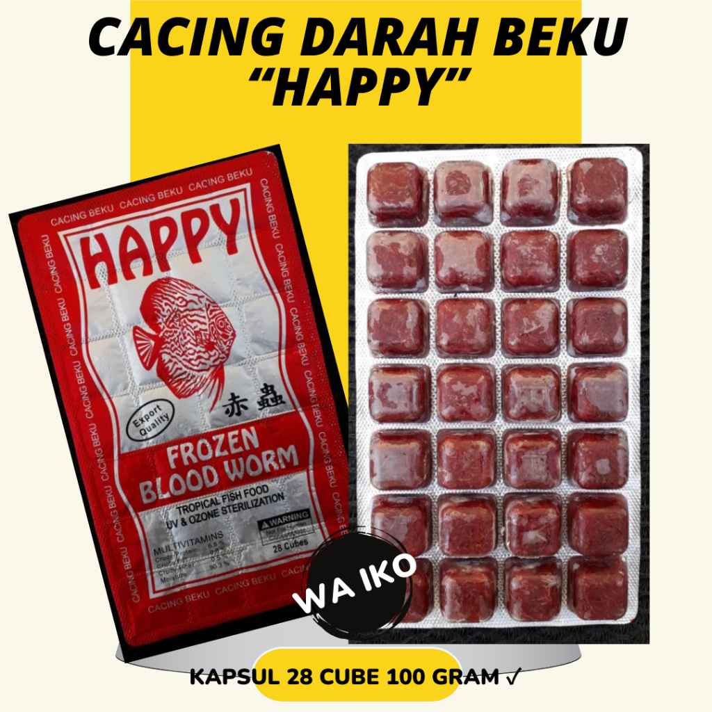 Jual CACING DARAH BEKU PREMIUM KAPSUL HAPPY 10 CABEK 100 GRAM FROZEN ...
