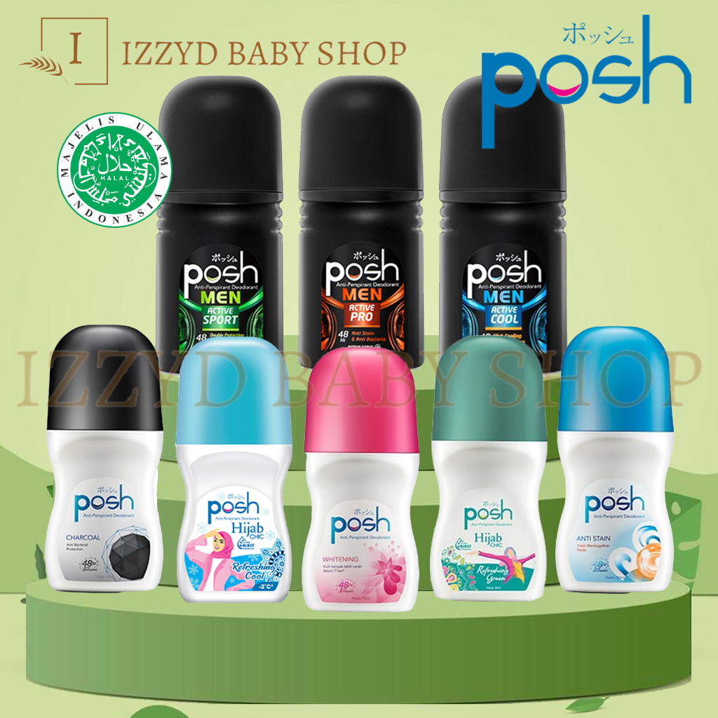 Jual Posh Deodorant Roll On Anti Stain Girl Man All Varian 50ml ...