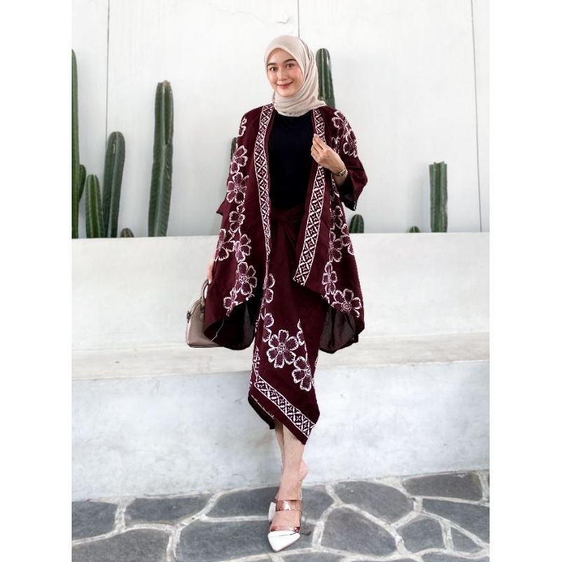 Jual OUTER BATIK OUTFIT KONDANGAN SIMPEL KEKINIAN ONE SET BATIK ROK ...