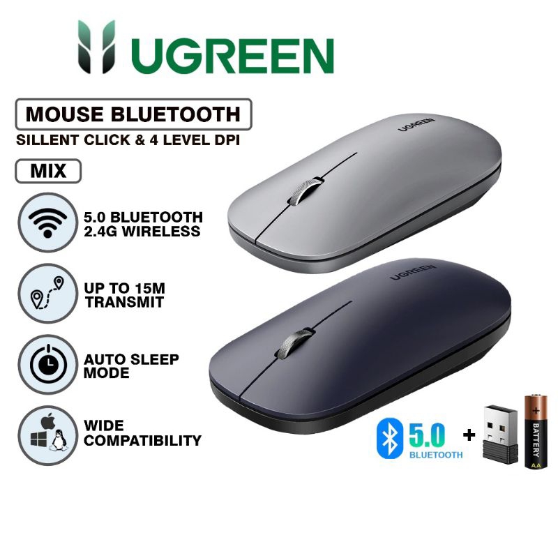 Jual UGREEN Mouse Bluetooth 5.0 Wireless 2.4GHz Silent Click 4000Dpi ...