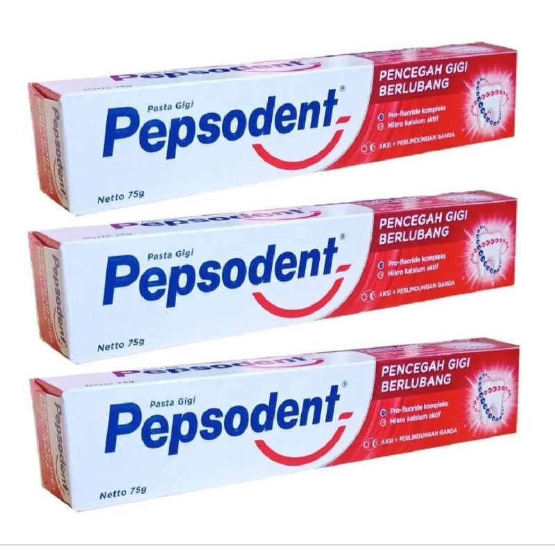 Jual Paket 3pcs PEPSODENT MERAH PUTIH 75GR Pasta Gigi Pepsodent ...